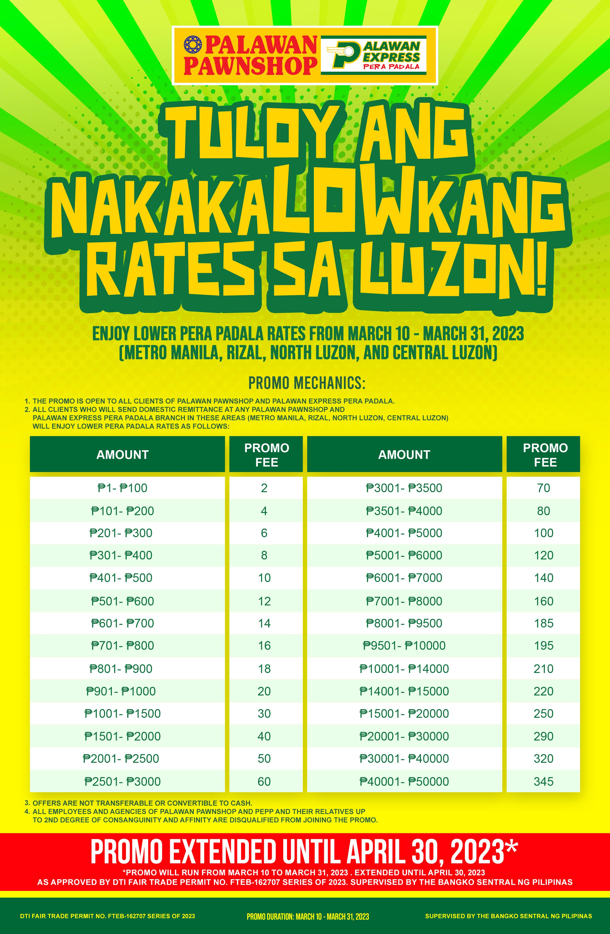 NAKAKALOWKANG RATES SA LUZON 2023 PROMO
